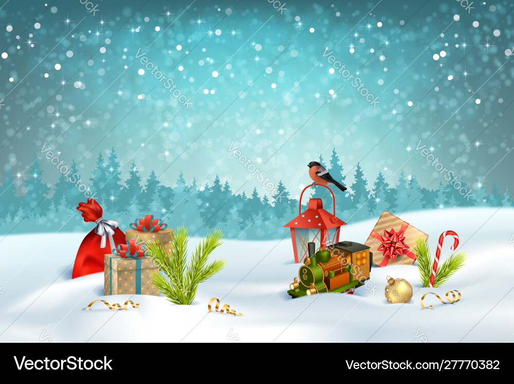Christmas holiday winter landscape Royalty Free Vector Image