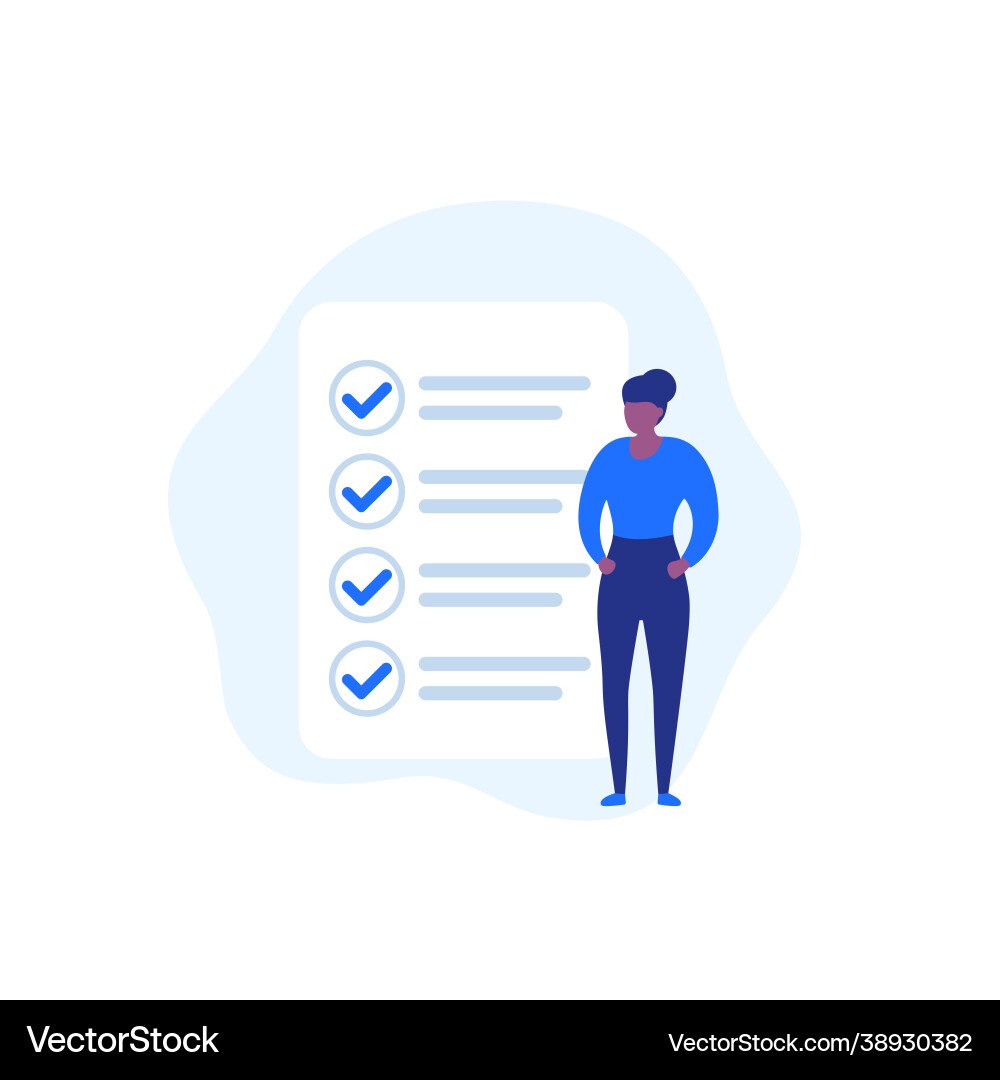 Completed task to do list woman and checklist Vector Image