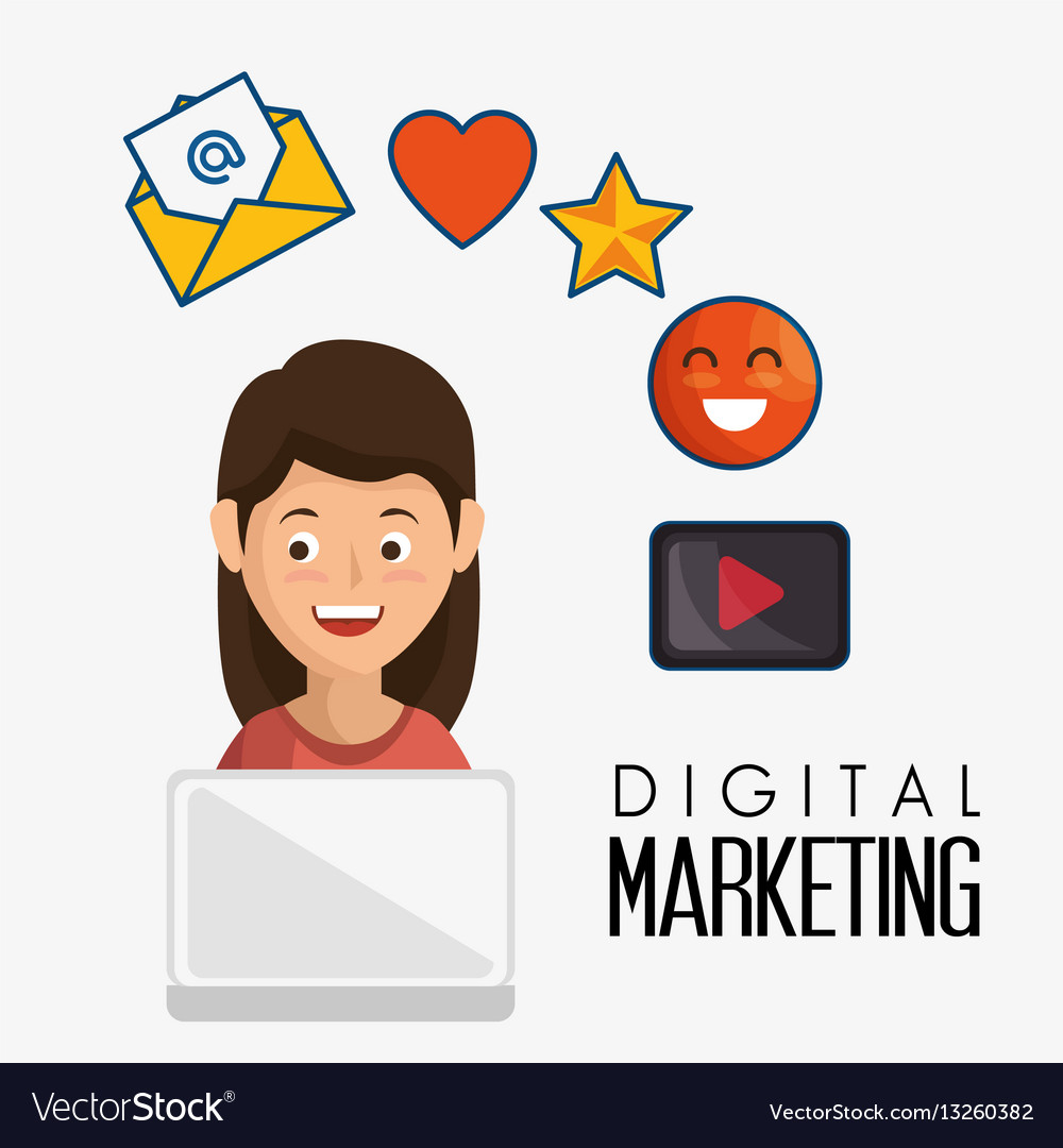 Digital marketing flat icons Royalty Free Vector Image