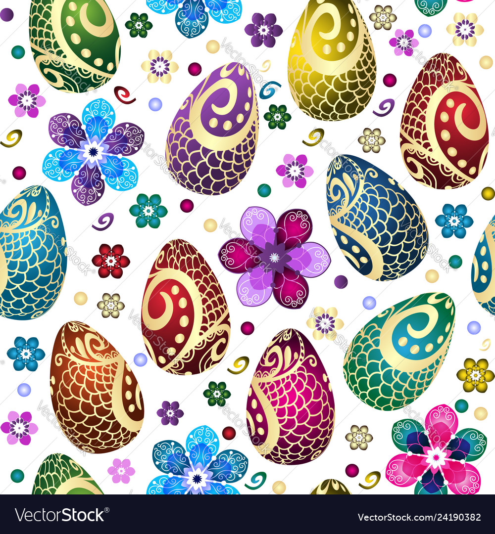 Festive easter seamless pattern with decorated Vector Image