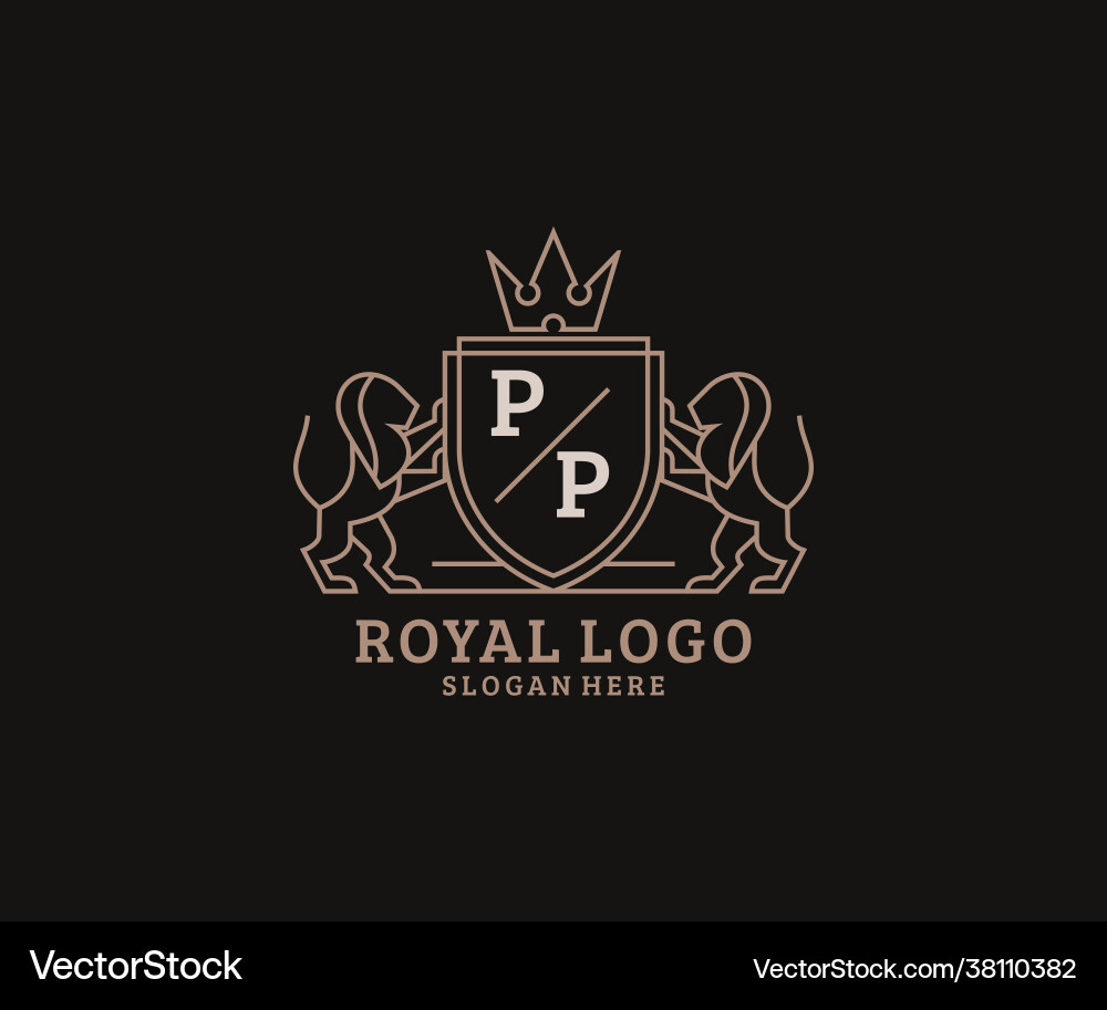 Initial pp letter lion royal luxury logo template Vector Image