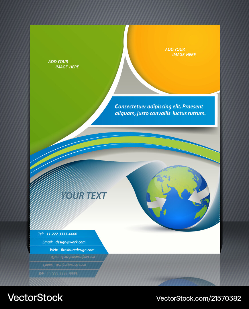 Layout business flyer with world map magazine Vector Image