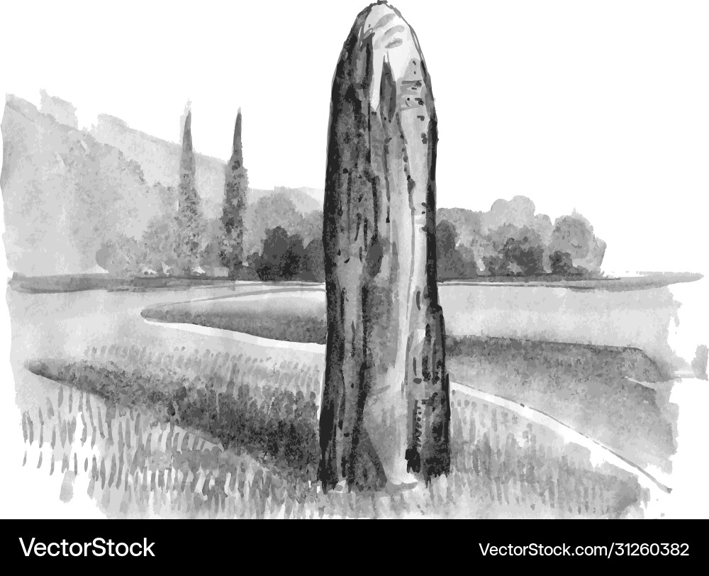 Menhir neolithic watercolor megalithic Royalty Free Vector
