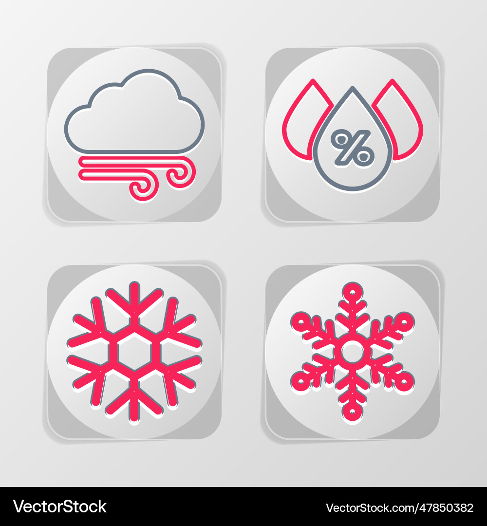 Set line snowflake water drop percentage Vector Image