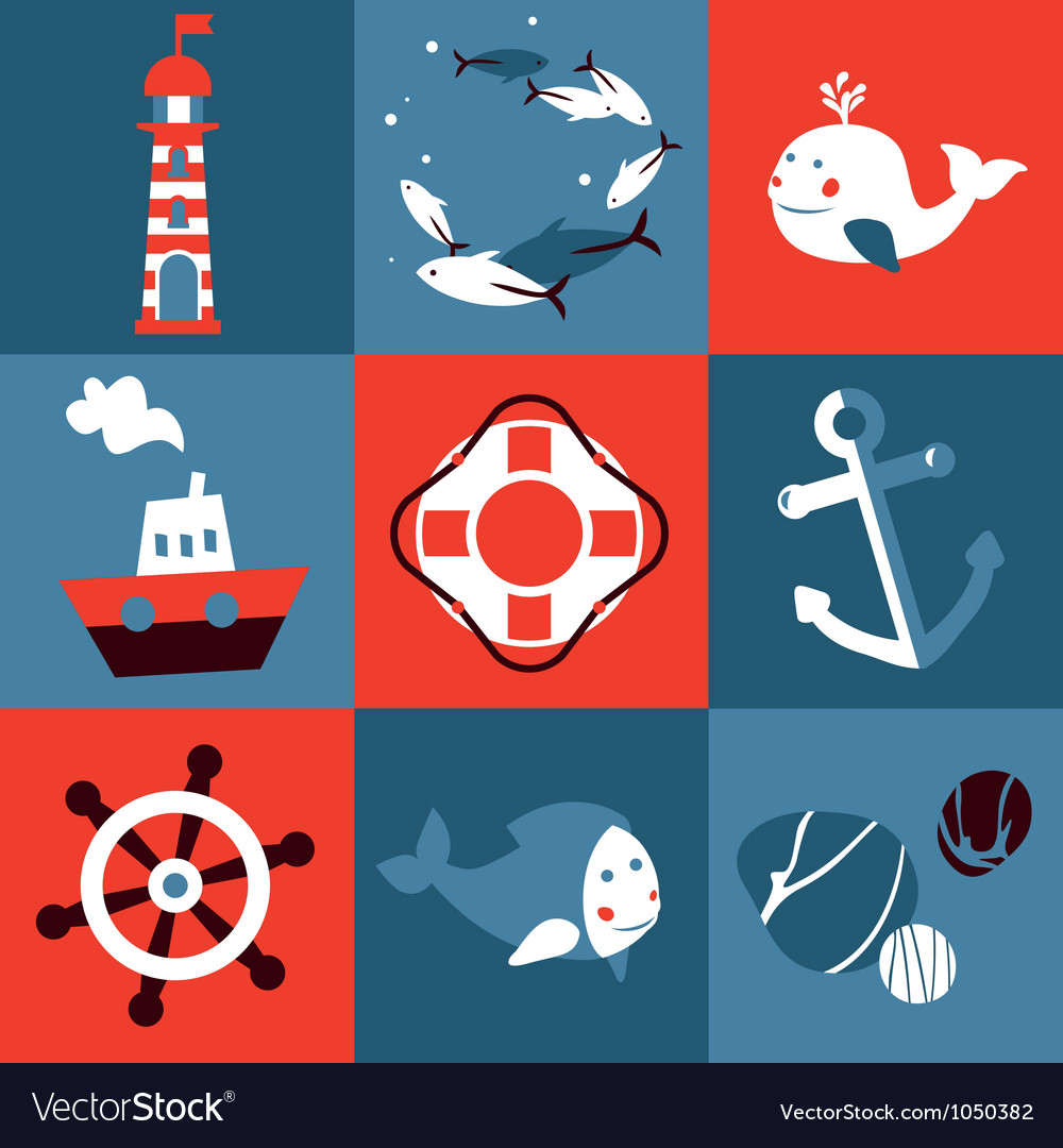 Set with nautical design elements Royalty Free Vector Image