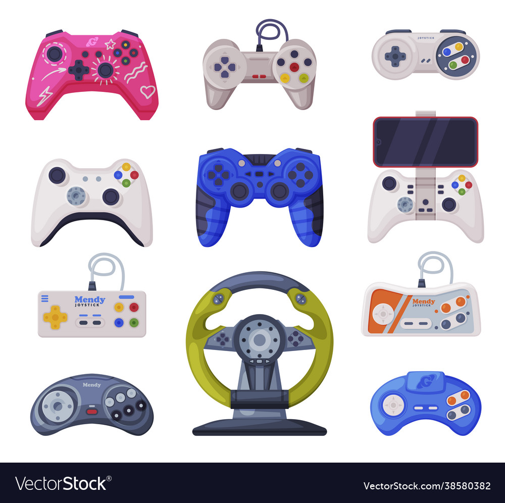 Video game controllers set console modern Vector Image Video game controllers set console modern Vector Image