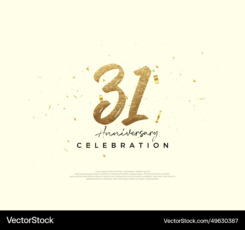 31st anniversary celebration with gold glitter Vector Image