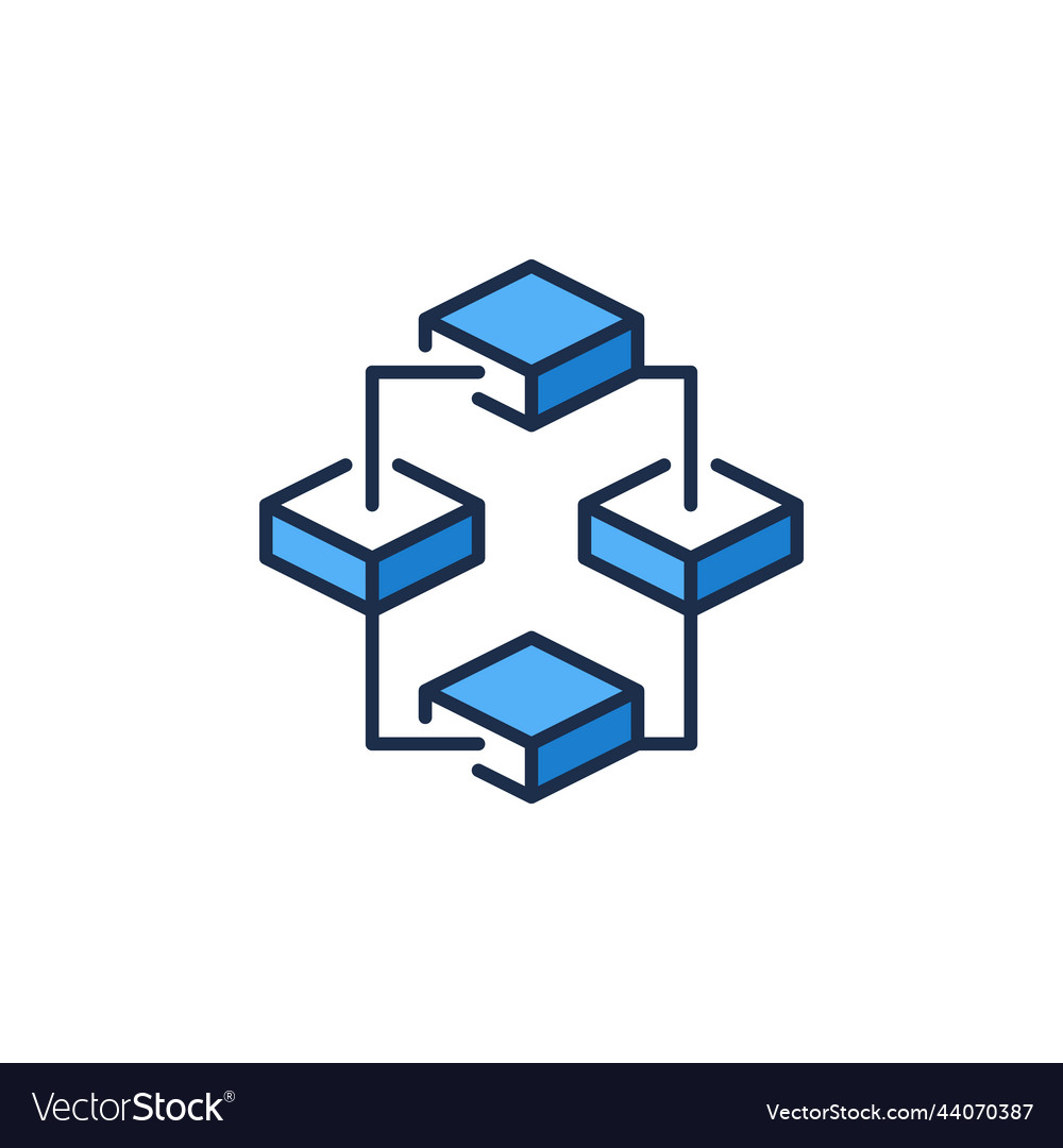 Blockchain blue icon block chain network Vector Image