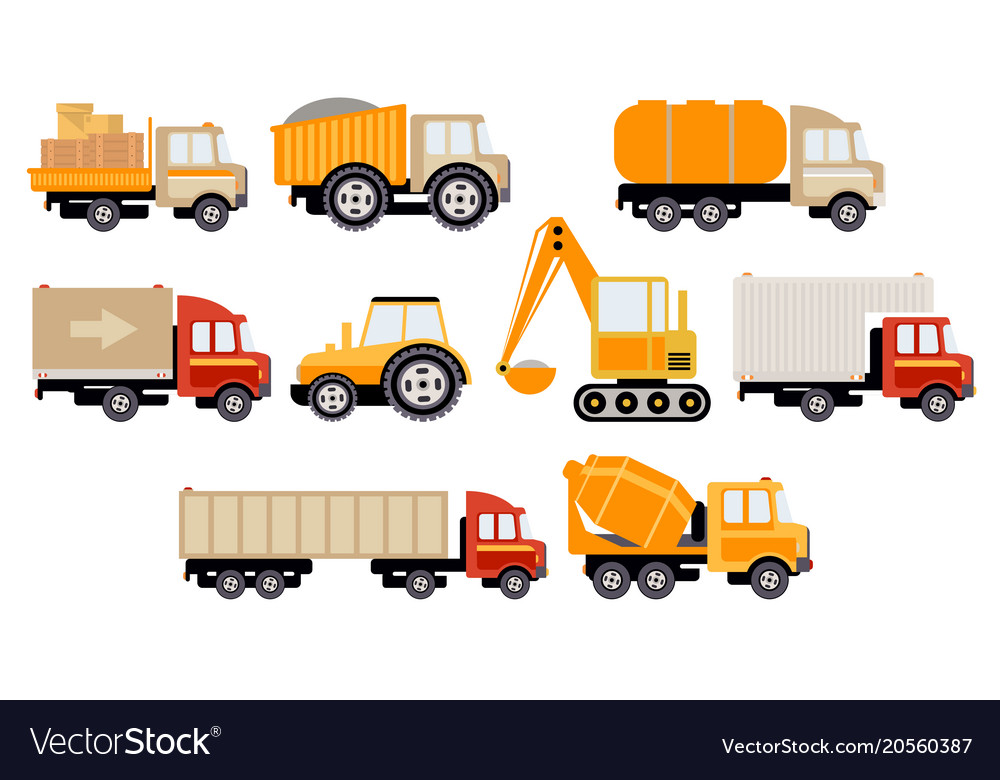 Construction and cargo transport big set Vector Image