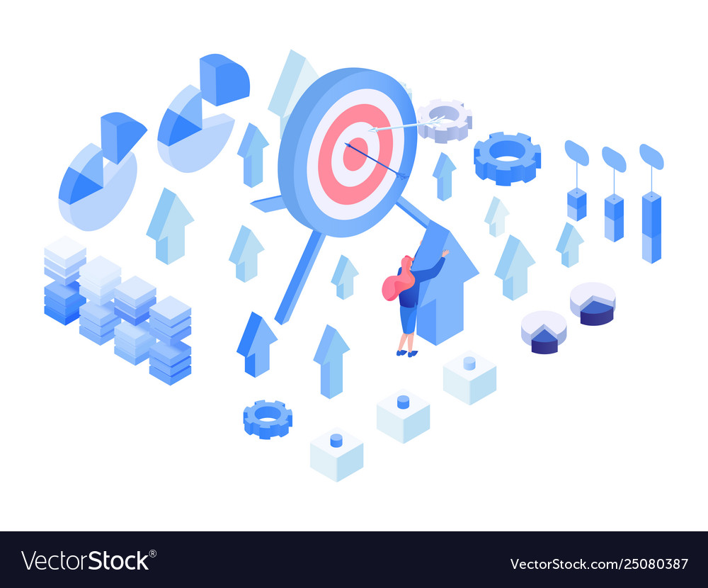 Data analytics metrics isometric Royalty Free Vector Image