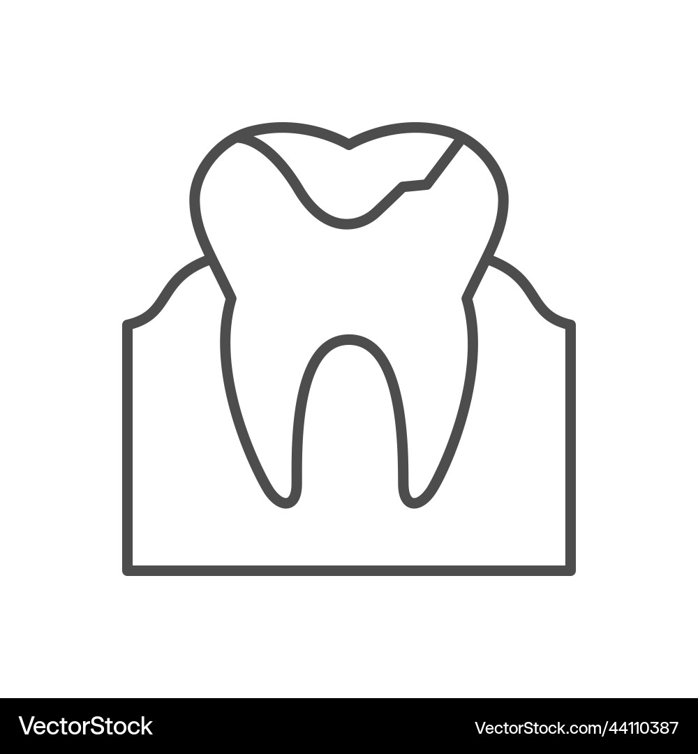 Dental caries line outline icon Royalty Free Vector Image