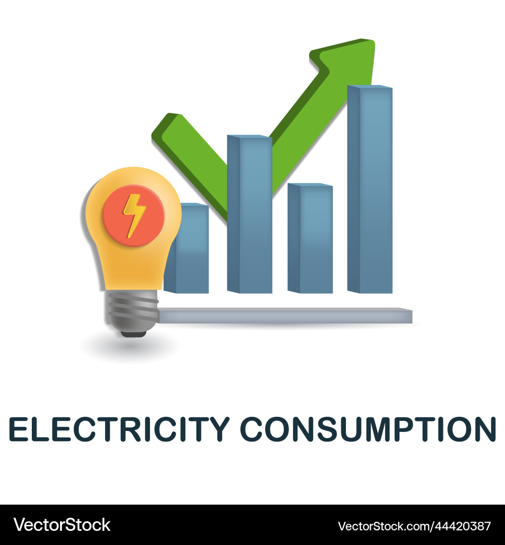 Electricity consumption icon 3d from ecology Vector Image