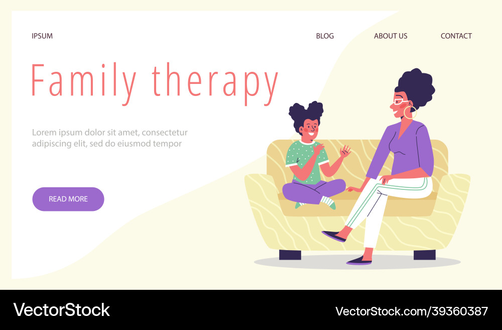 Family therapy web banner with child Royalty Free Vector