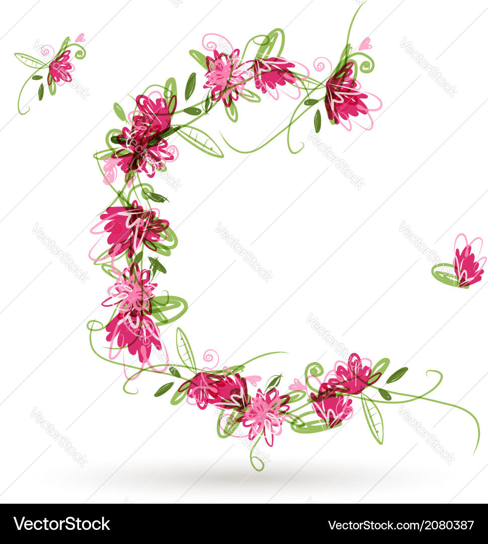 Floral letter c for your design Royalty Free Vector Image