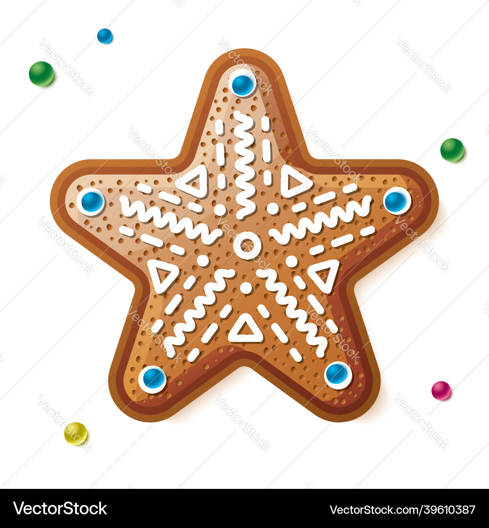 Gingerbread star isolated on white christmas Vector Image