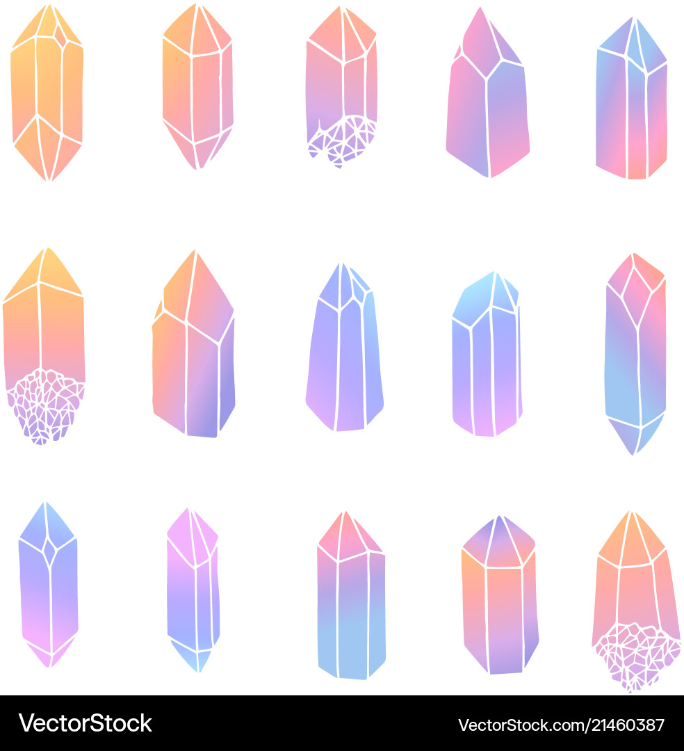Hand drawn crystals and gems set isolated Vector Image
