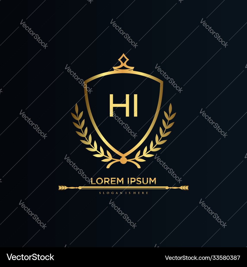 Hi letter initial with royal templateelegant Vector Image