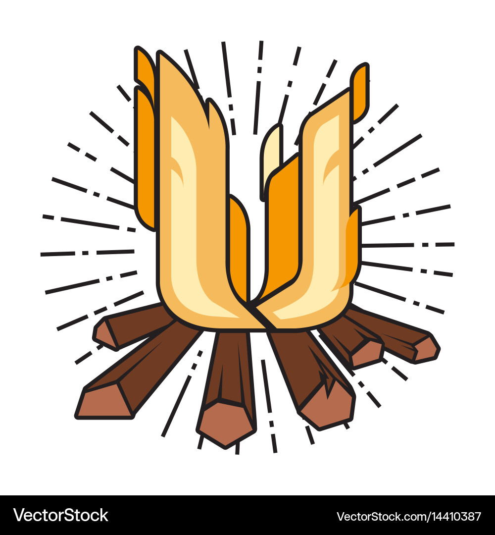 Isolated of campfire logs burning bonfire Vector Image