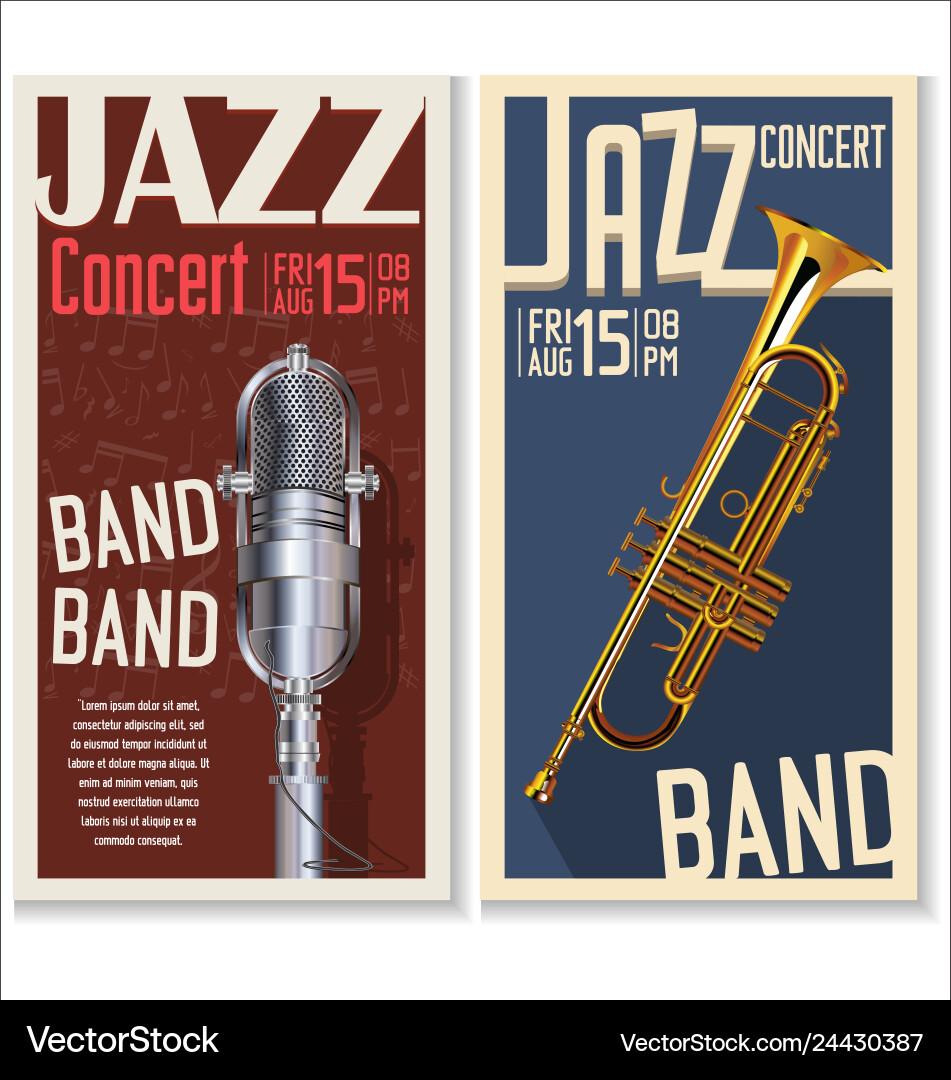 Jazz concert banner 2 Royalty Free Vector Image