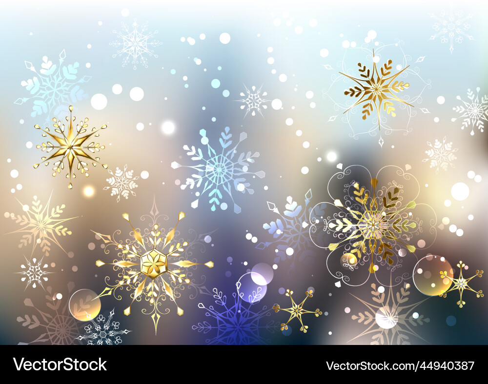 Morning golden snowflakes Royalty Free Vector Image
