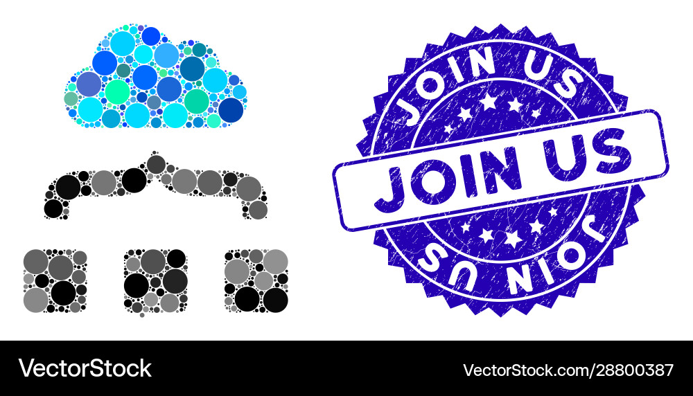 Mosaic combine cloud icon with distress join us Vector Image