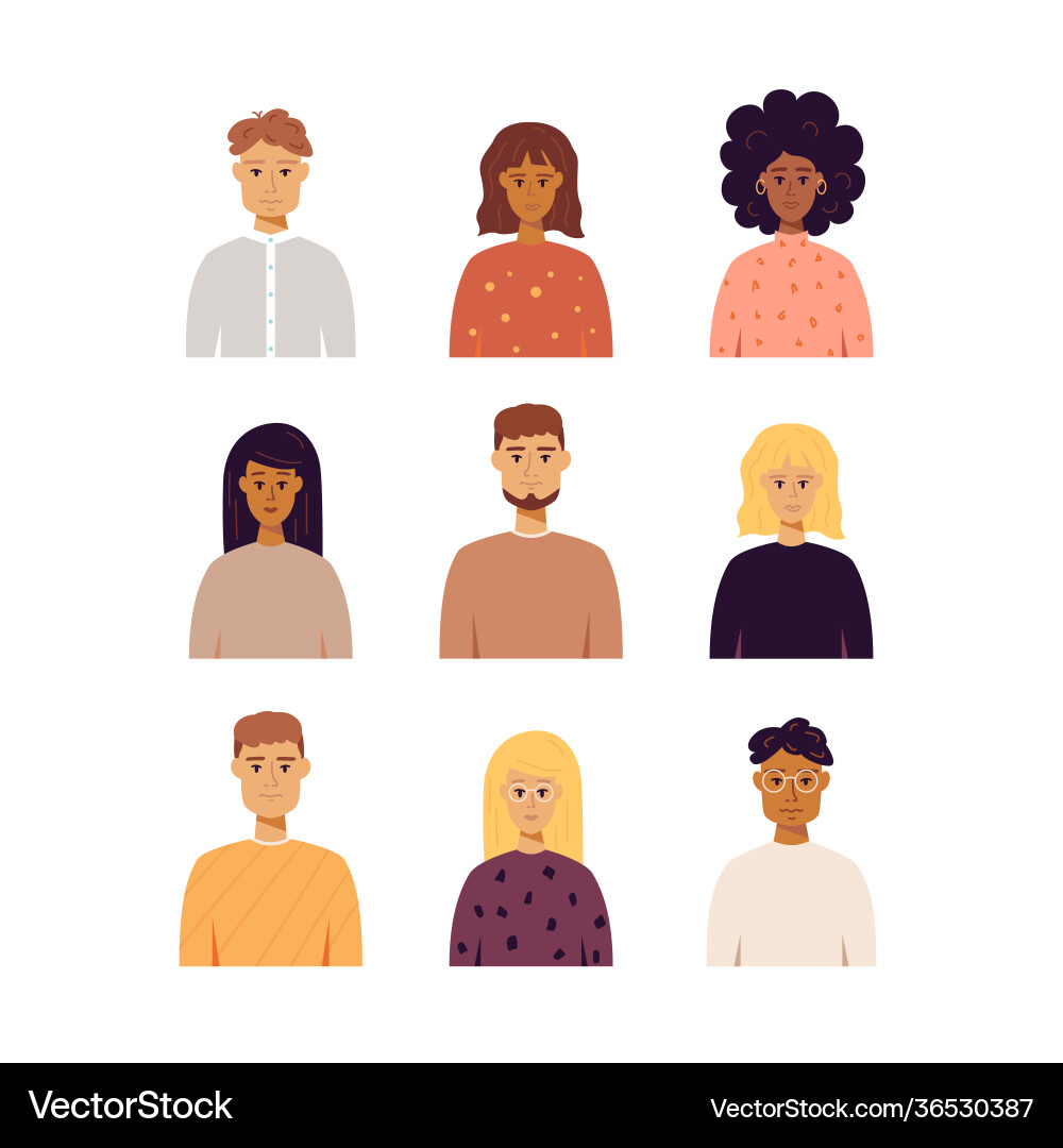People Portraits Set Royalty Free Vector Image
