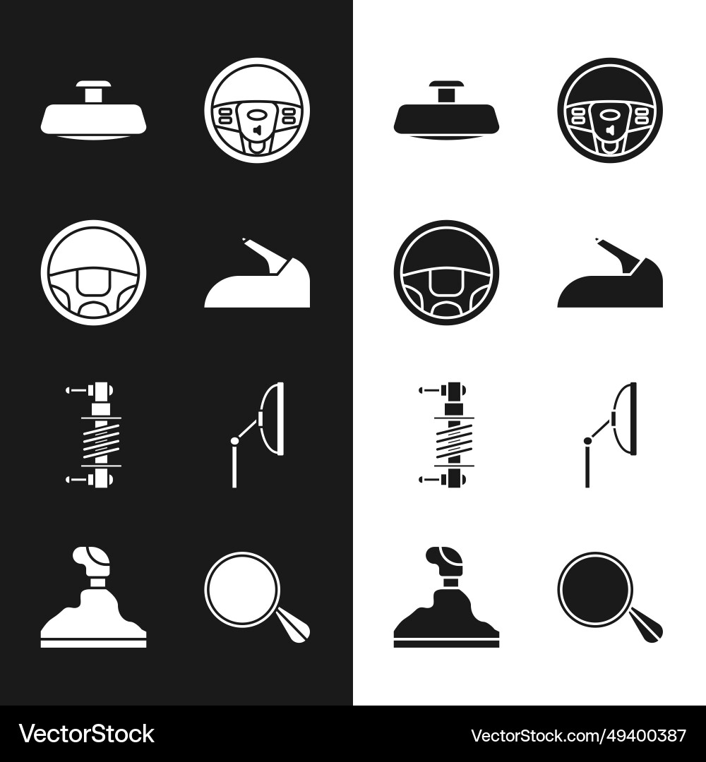 Set car handbrake steering wheel mirror shock Vector Image