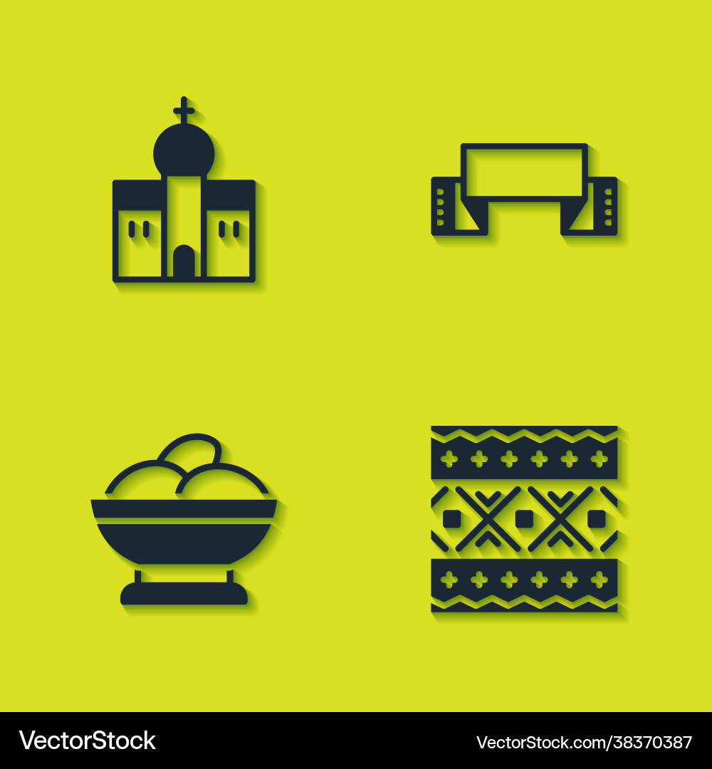 Set church building ukrainian ethnic pattern Vector Image