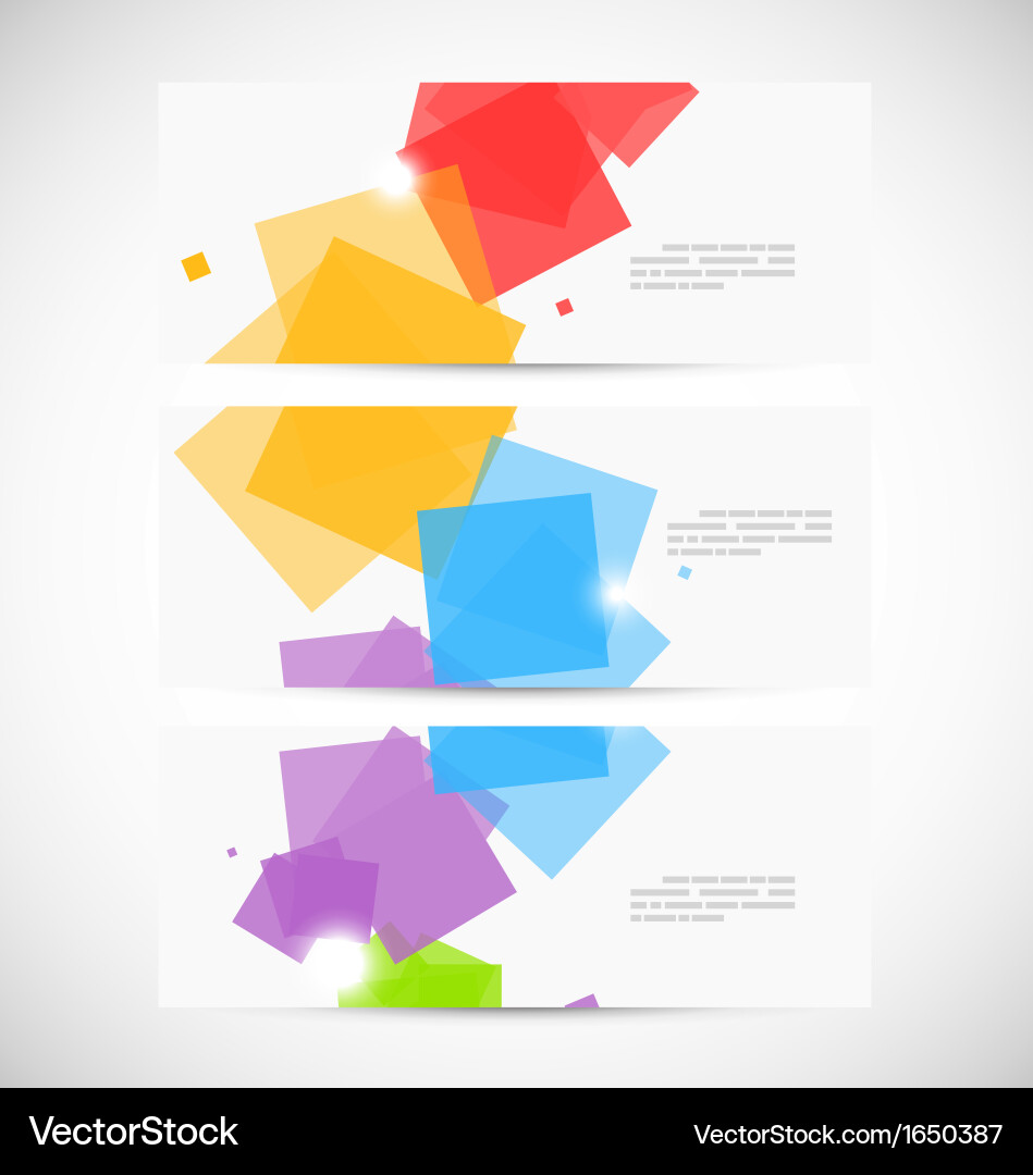 Set of banners with squares Royalty Free Vector Image