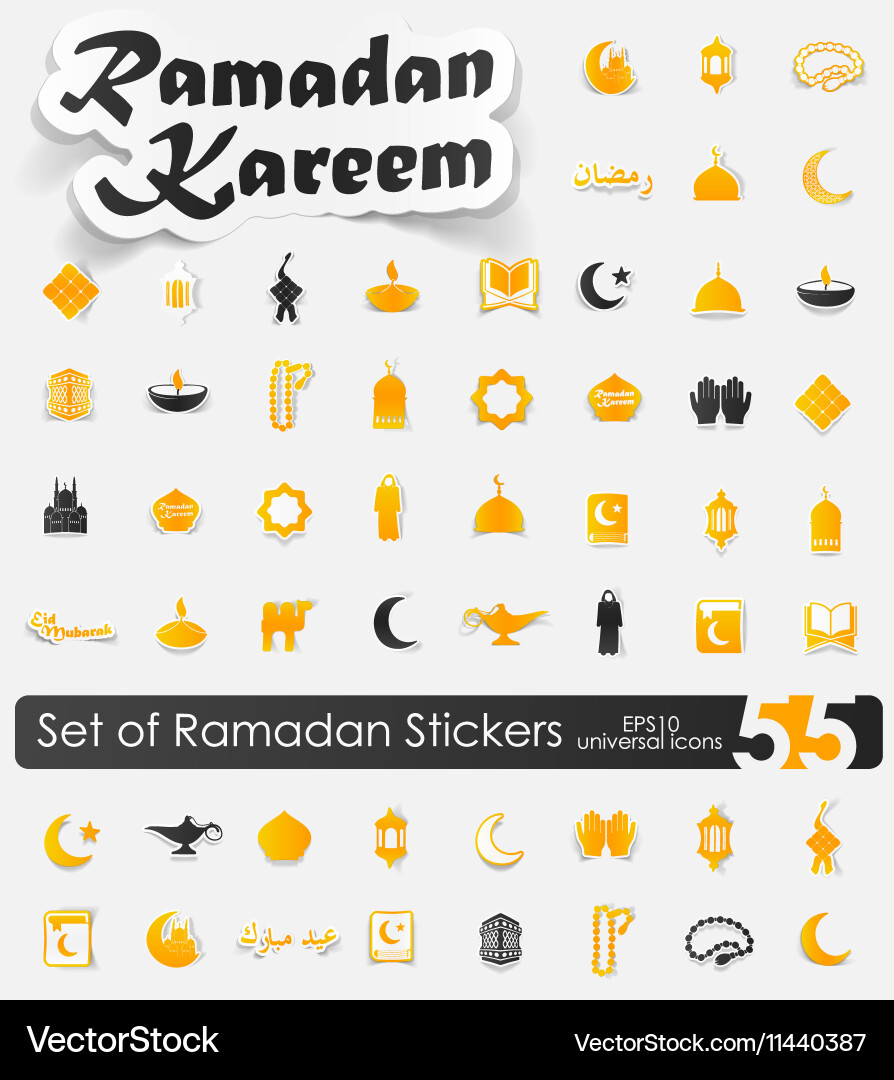 Set of ramadan stickers Royalty Free Vector Image