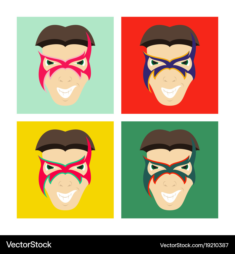 Set of superhero in action character Royalty Free Vector