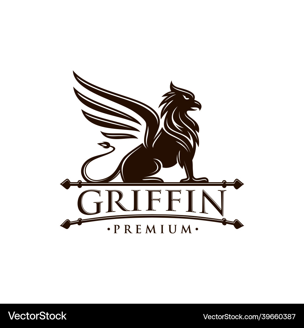 Vintage griffin griffon logo design Royalty Free Vector
