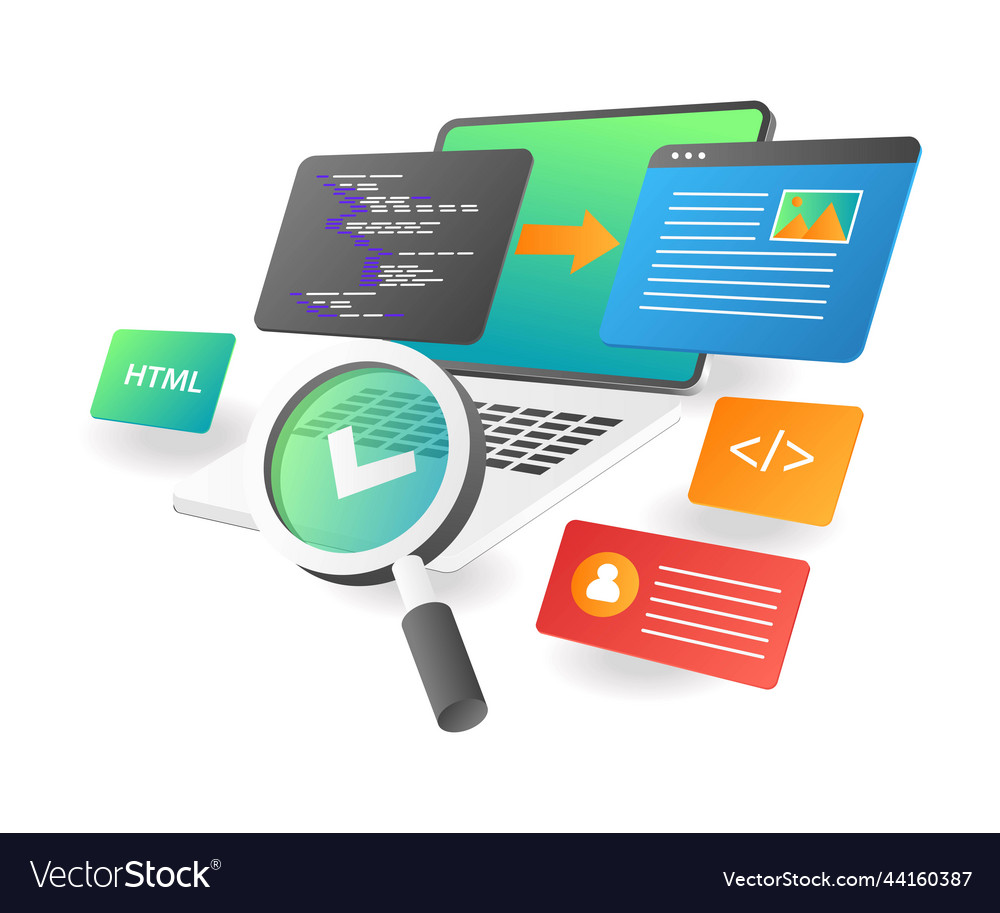 Web design layout with programming language Vector Image