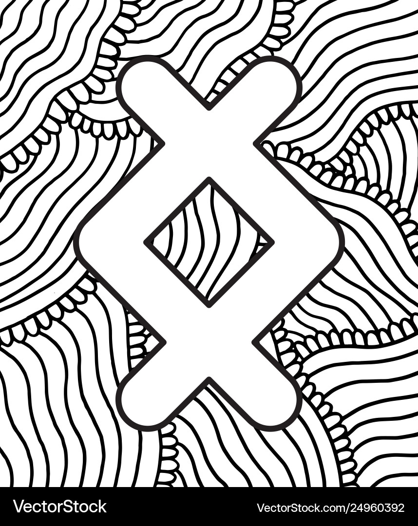 Ancient scandinavian rune ingwaz with doodle Vector Image