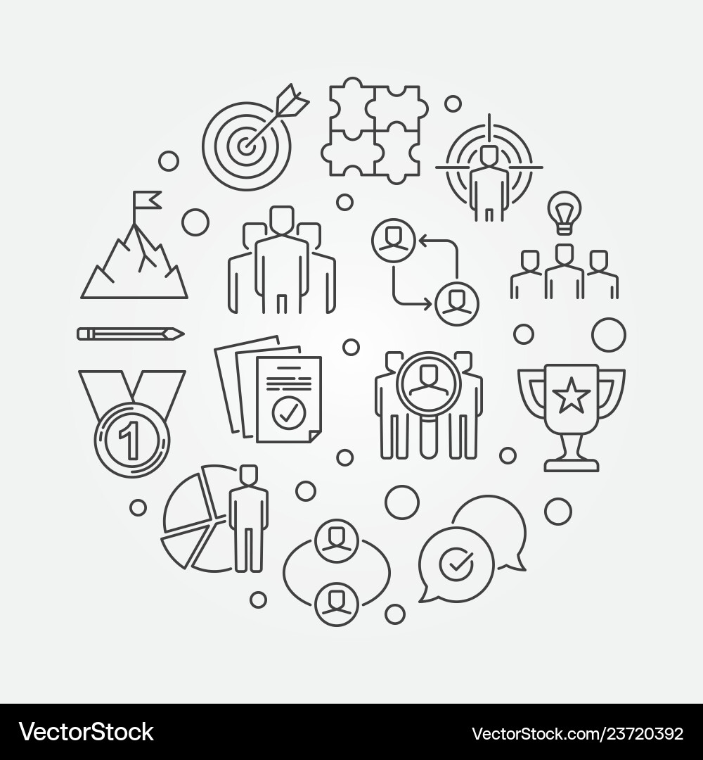 Business leadership round outline Royalty Free Vector Image