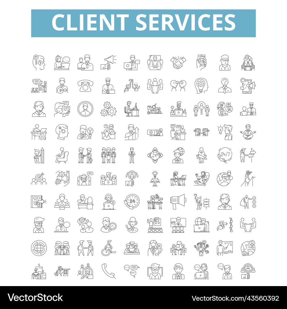 Client services icons line symbols web signs Vector Image