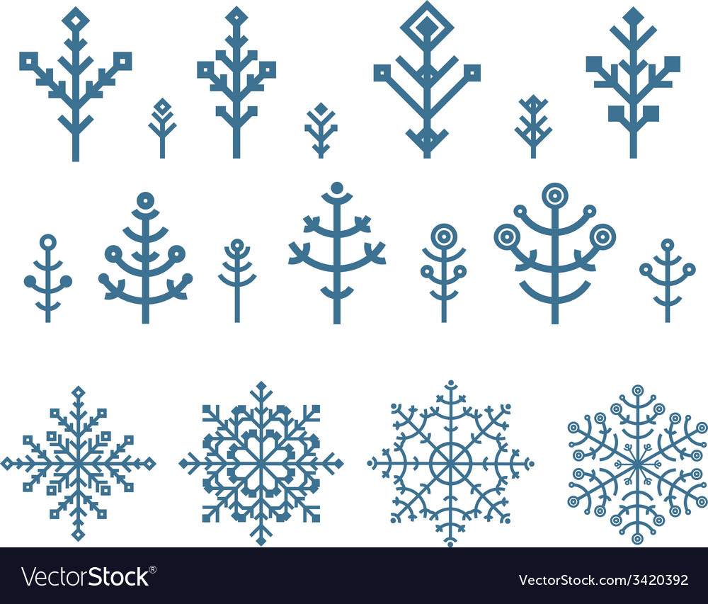 Different snowflake elements set design template Vector Image