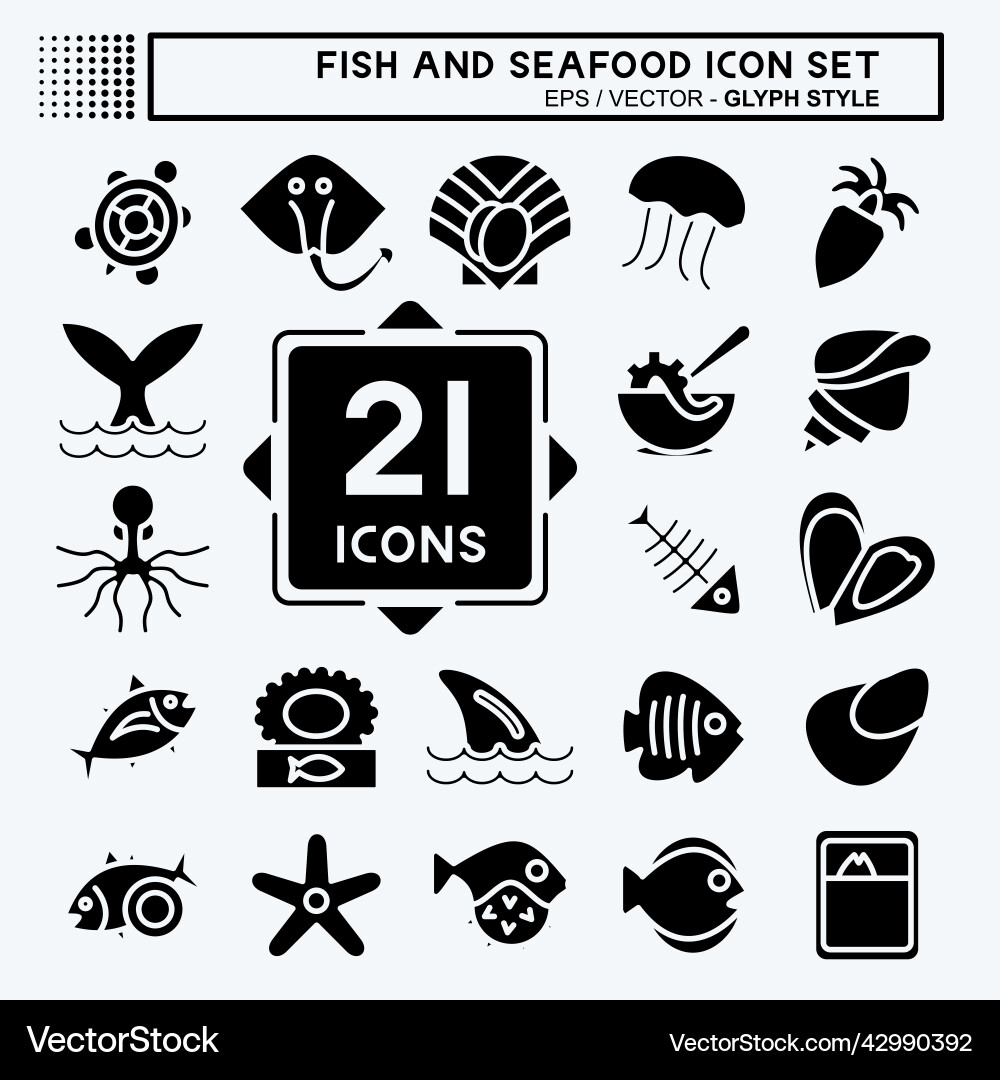 Icon set fish and seafood suitable for seafood Vector Image