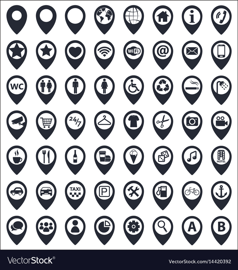 Map pointer icon with sign inside Royalty Free Vector Image