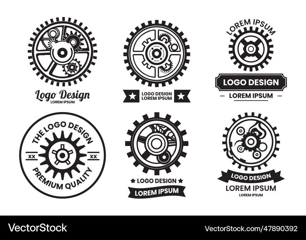 Mechanic or engineer logo in flat line art style Vector Image