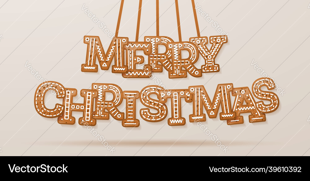 Merry christmas text greeting card with glazed Vector Image