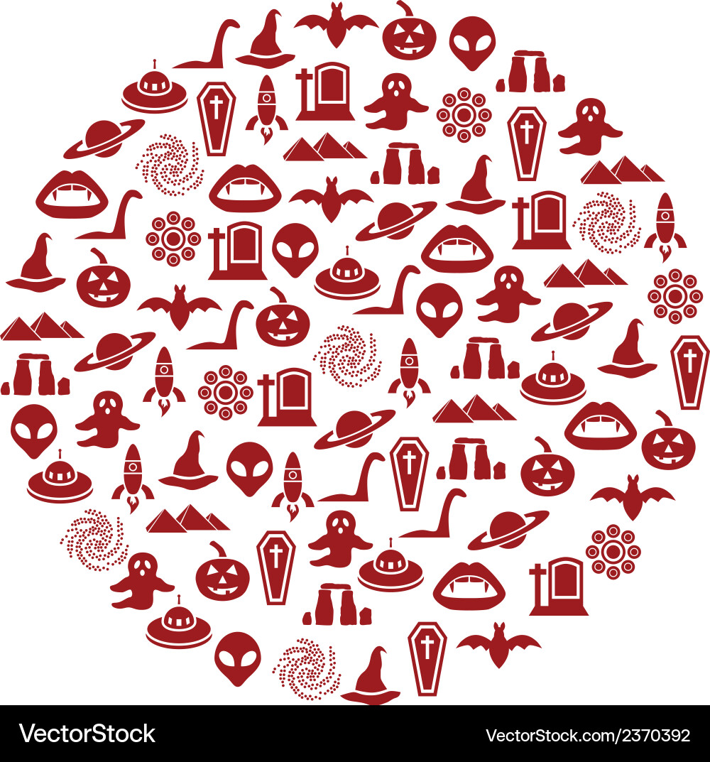 Mystic icons in circle Royalty Free Vector Image