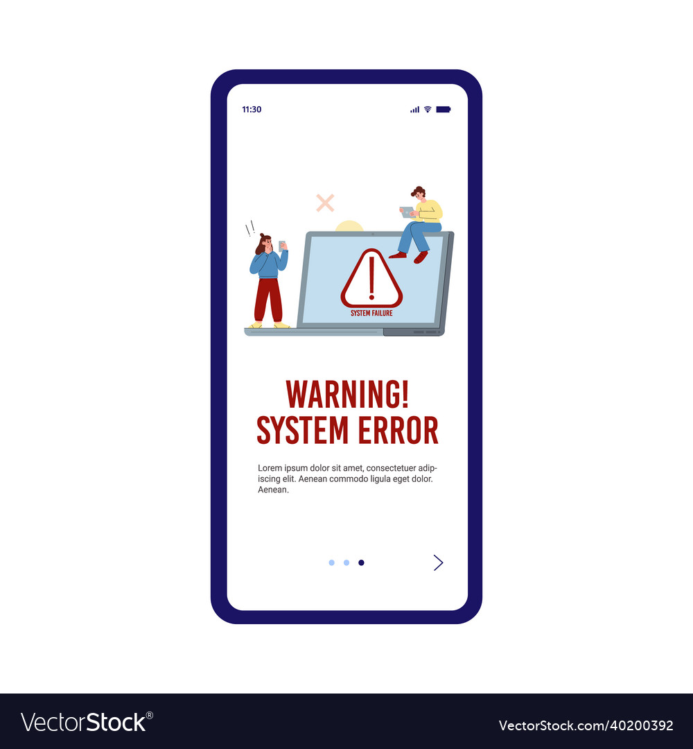Operating System Error Warning For Web Page Vector Image