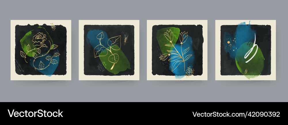 Set of abstract hand painted Royalty Free Vector Image