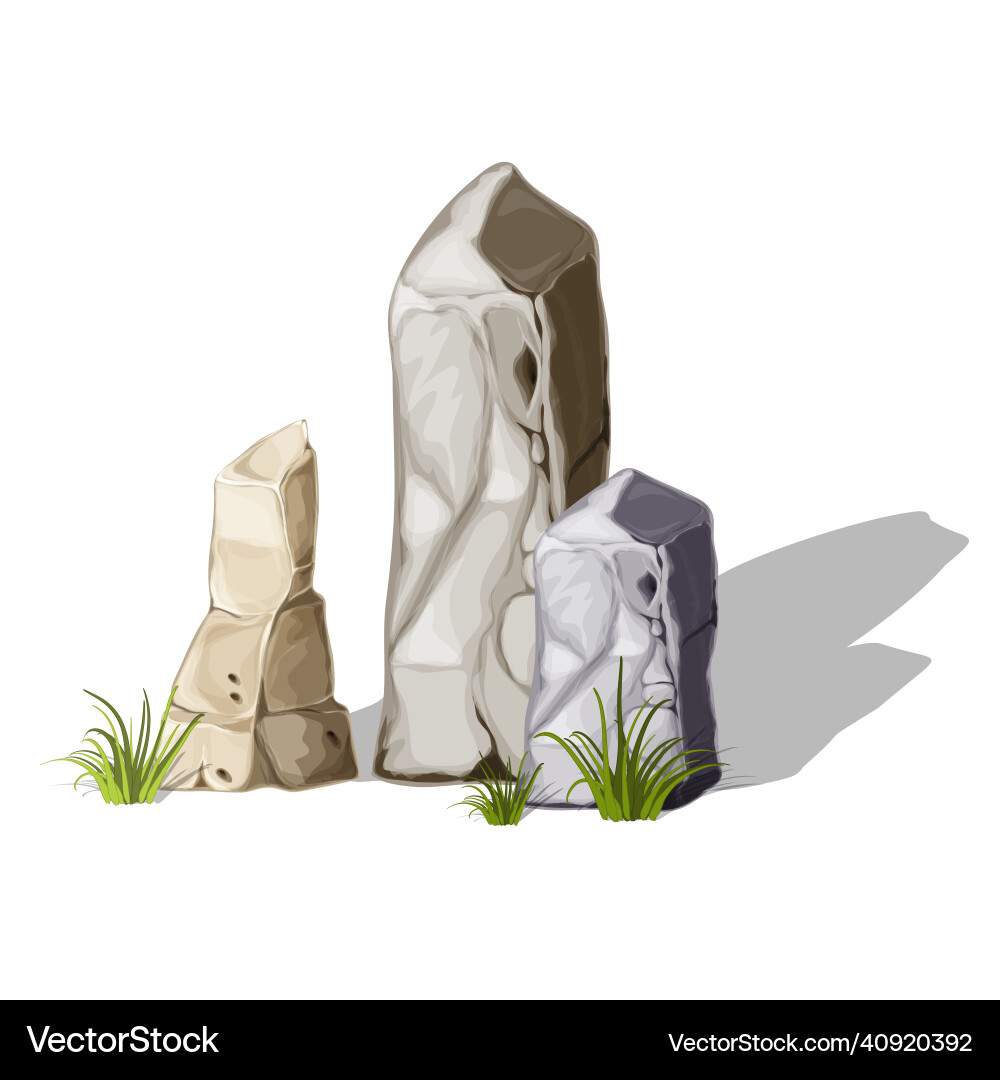 Stones and rocks nature boulder on white Vector Image
