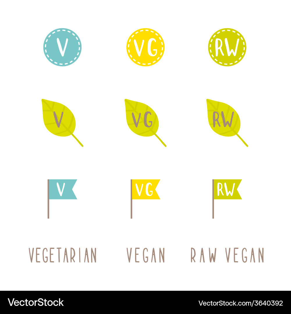 Vegetarian vegan raw vegan tags Royalty Free Vector Image