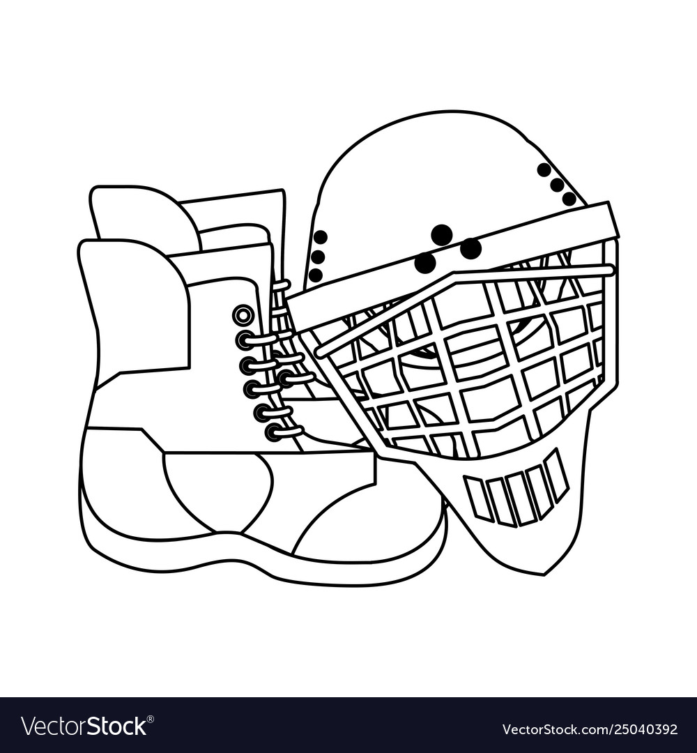 Winter sport equipment black and white Royalty Free Vector