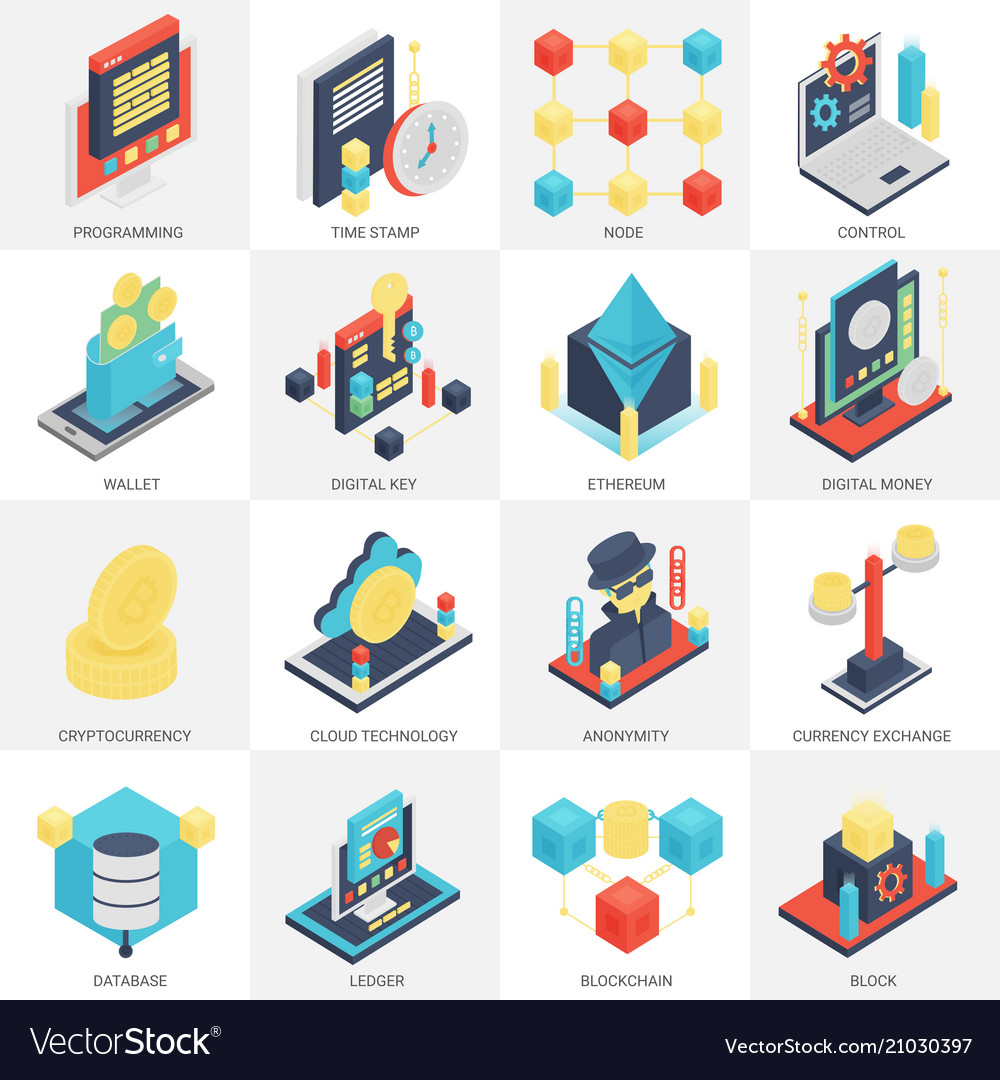 3d Isometric Cryptocurrency Mining Royalty Free Vector Image