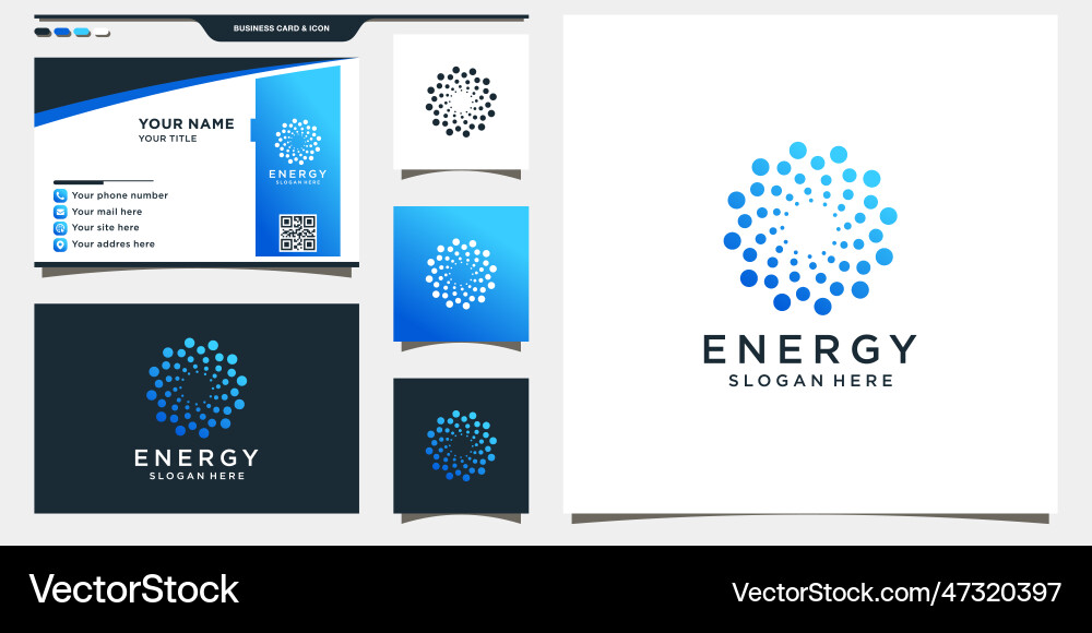 Abstract energy logo with dot style sun energy Vector Image