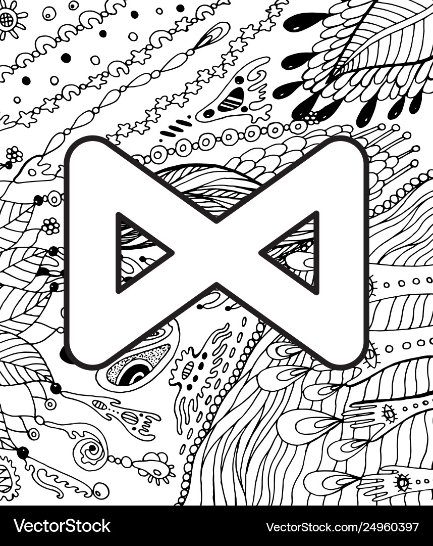 Ancient scandinavian rune daegaz with doodle Vector Image